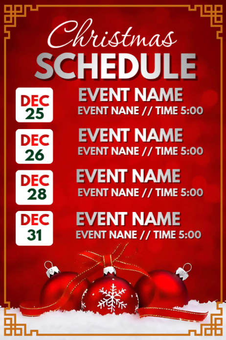 Copy of Red Maximalist Christmas Schedule Poster | PosterMyWall