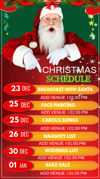 Red Maximalist Christmas Schedule Template Design Instagram Story ...