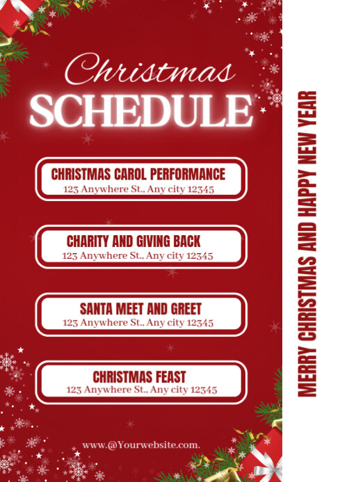 Red Maximalist Christmas Schedules Online Design Flyer/template A4 ...