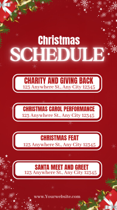 Red Maximalist Christmas Schedules Online Design Flyer/template ...