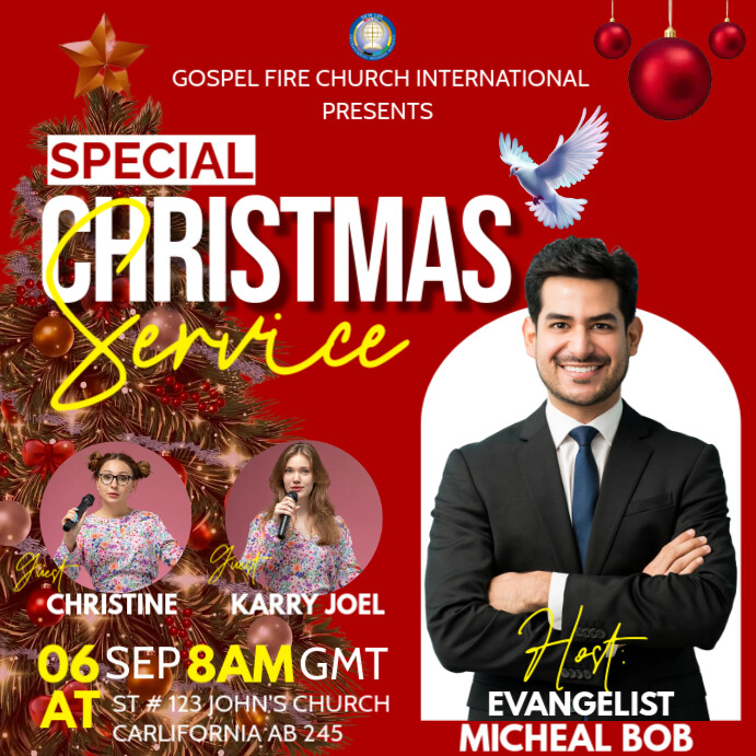 Plantilla de Red Maximalist Christmas Service Instagram Post | PosterMyWall