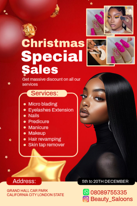 Plantilla de Red Maximalist Christmas Special Sales For Make-up Lashes ...