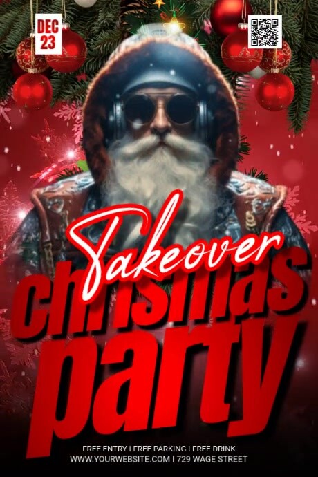 Red Maximalist Christmas Takeover Party Poster Template | PosterMyWall