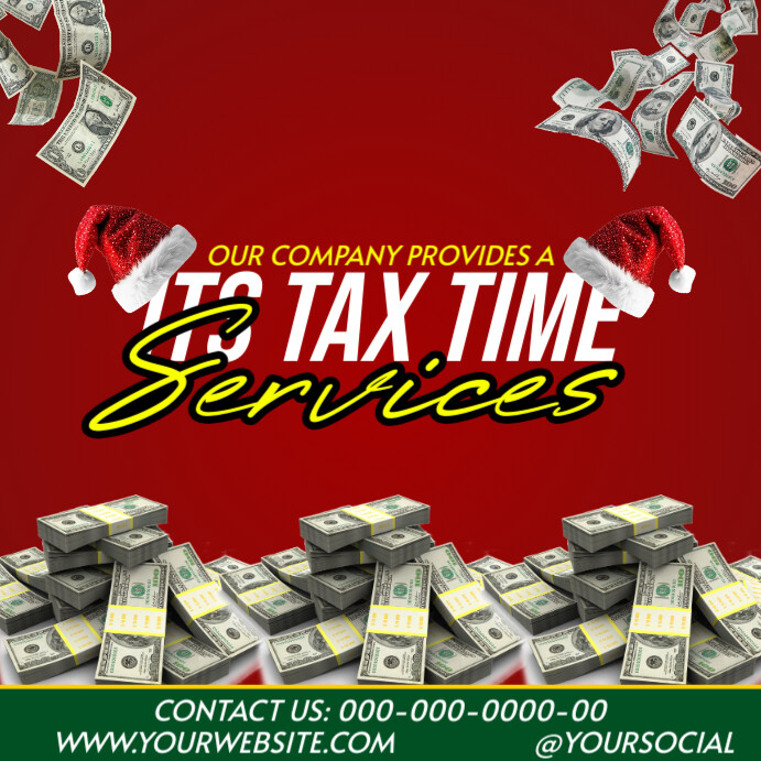 Red Maximalist Christmas Tax Service Instagram Post Template | PosterMyWall