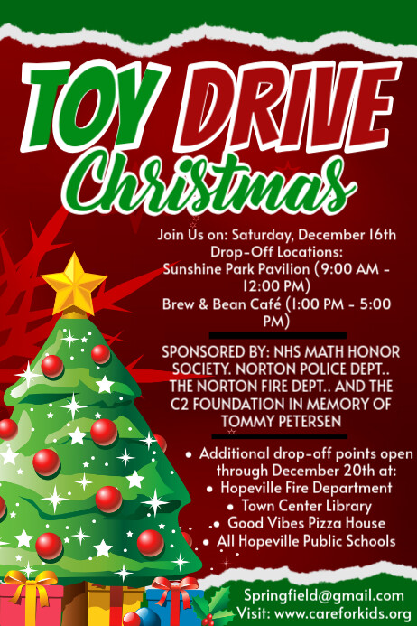 Red Maximalist Christmas Toy Drive Celebration Poster Template ...