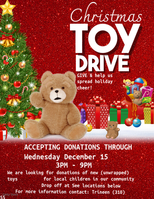 Plantilla de Red Maximalist Christmas Toy Drive Flyer (us Letter ...