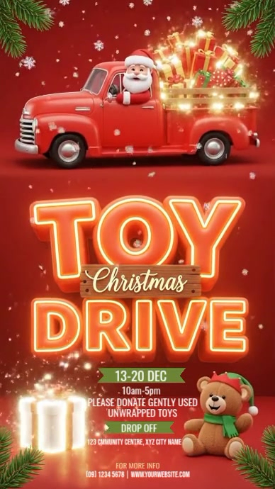 Red Maximalist Christmas Toy Drive Instagram Story Template | PosterMyWall