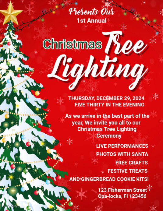 Copy of Red Maximalist Christmas Tree Lighting Flyer (us Letter ...