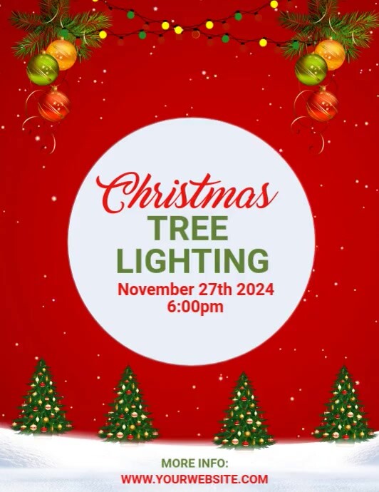 Red Maximalist Christmas Tree Lighting Flyer (us Letter) Template ...