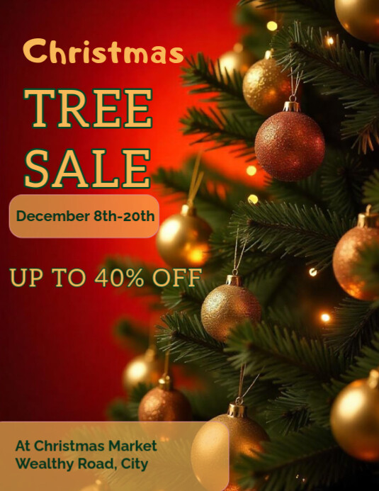 Red Maximalist Christmas Tree Sale Flyer (us Letter) Template ...