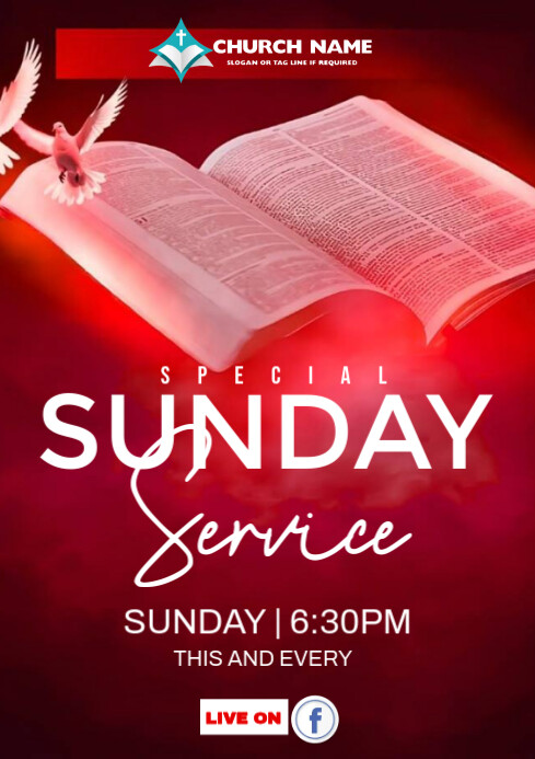 Red Maximalist Church Flyer A4 Template | PosterMyWall