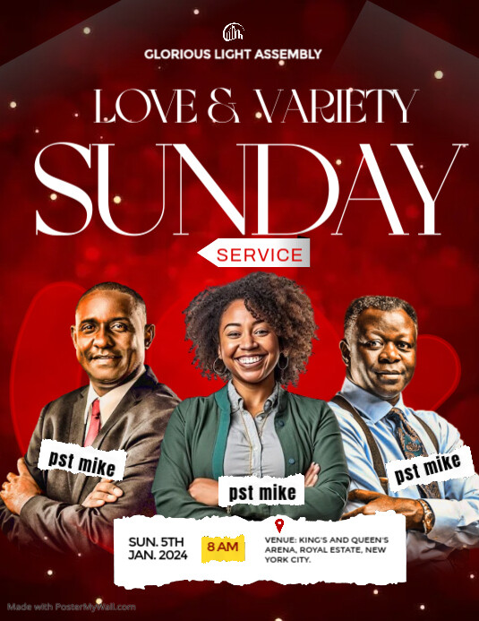 Red Maximalist Church Flyer Flyer (us Letter) Template | PosterMyWall