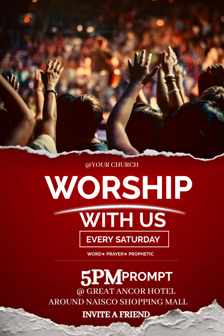 Modèle Red Maximalist Church Flyer Poster | PosterMyWall