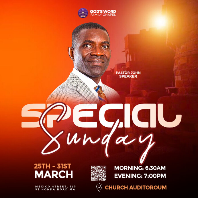 Red Maximalist Church Instagram Post Template | PosterMyWall