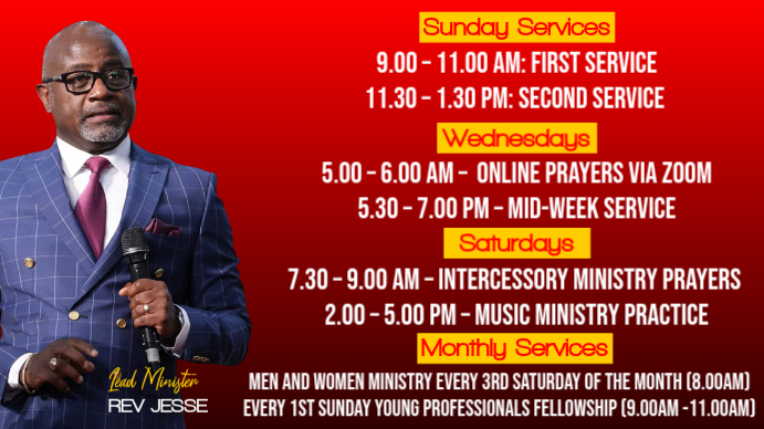 Red Maximalist Church Programme Digital Display (16:9) Template ...