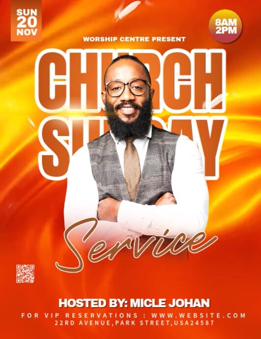 Red Maximalist Church Sunday Service Video Flyer (us Letter) Template | PosterMyWall