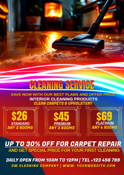 Copy of Red Maximalist Cleaning Service Flyer A4 | PosterMyWall