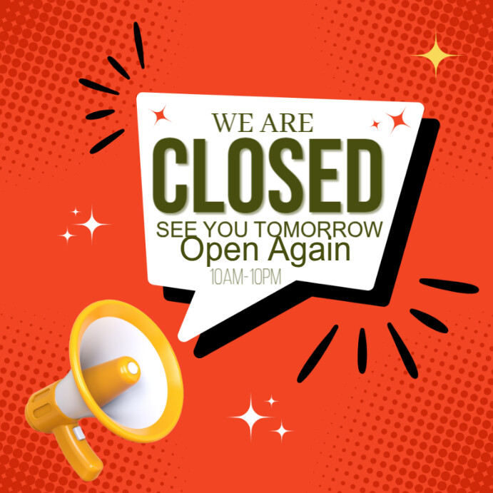 Red Maximalist Closed Announcement Flyers Template Instagram Post ...