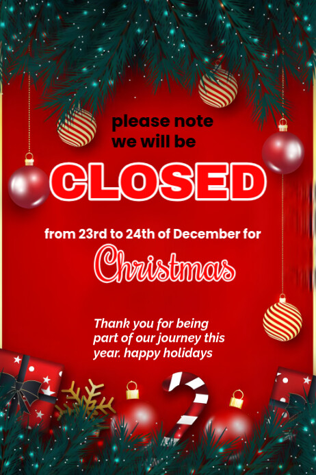 Copy of Red Maximalist Closed For Christmas Poster | PosterMyWall