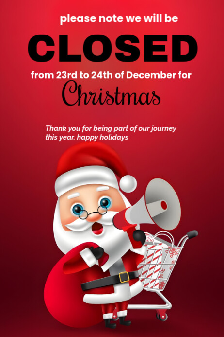 Copy of Red Maximalist Closed For Christmas Poster | PosterMyWall