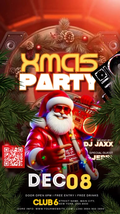 Red Maximalist Club Flyer Christmas Instagram Story Template | PosterMyWall