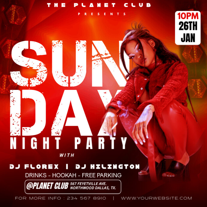 Red Maximalist Club Party Instagram Post Template | PosterMyWall