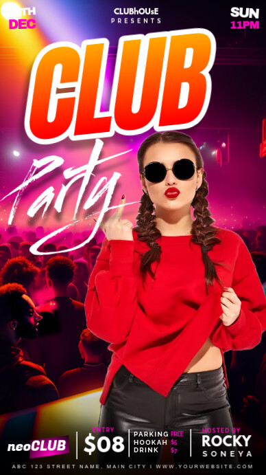 Red Maximalist Club Party Instagram Story Template | PosterMyWall