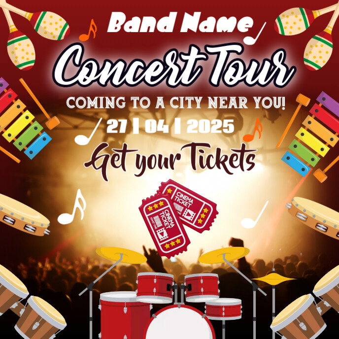 Copy of Red Maximalist Concert Tour Band Album Cover | PosterMyWall