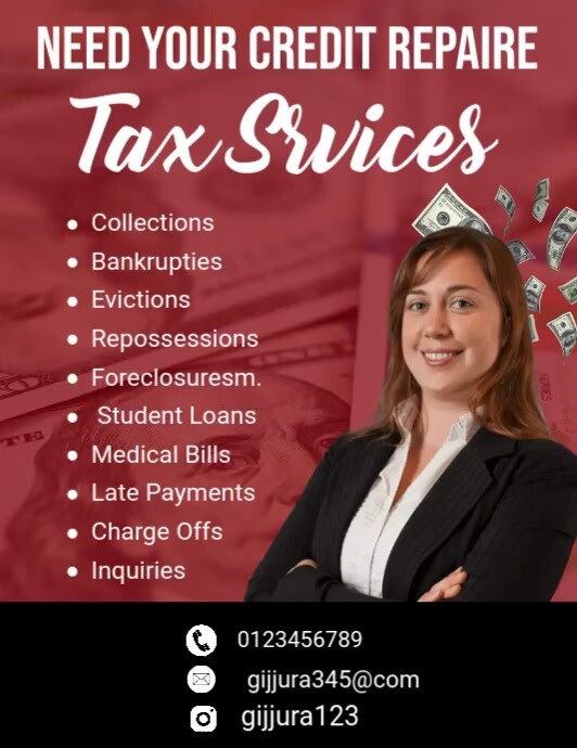 Red Maximalist Credit Repair Flyer And Cash Advance Flyer, Professional ...