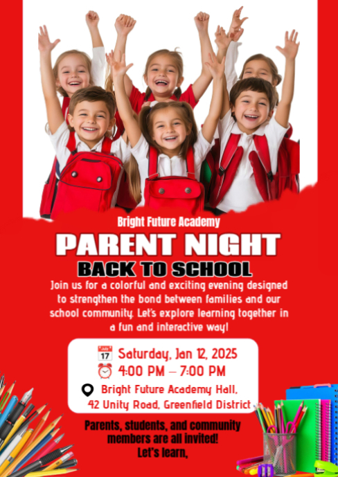 Red Maximalist Custom Editable Back To School Flyer A6 Template | PosterMyWall