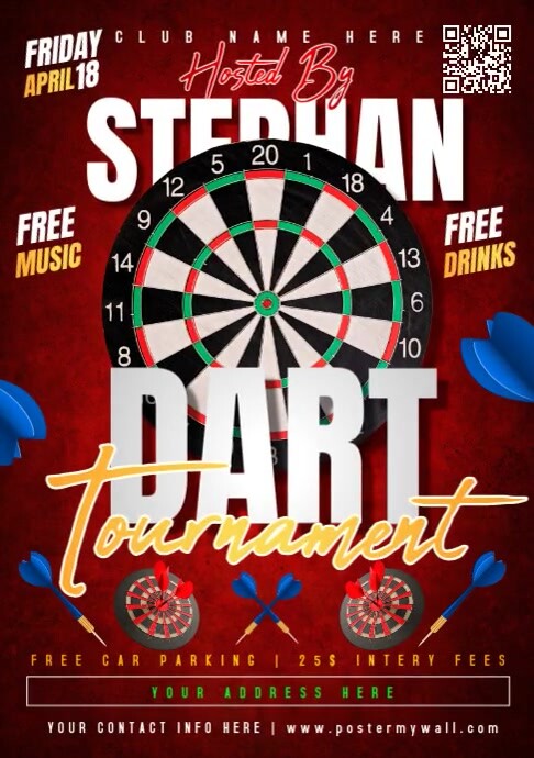 Red Maximalist Dart Tournament A2 Template | PosterMyWall