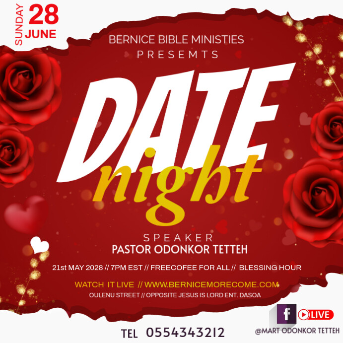 Red Maximalist Date Night Flyer Instagram Post Template | PosterMyWall