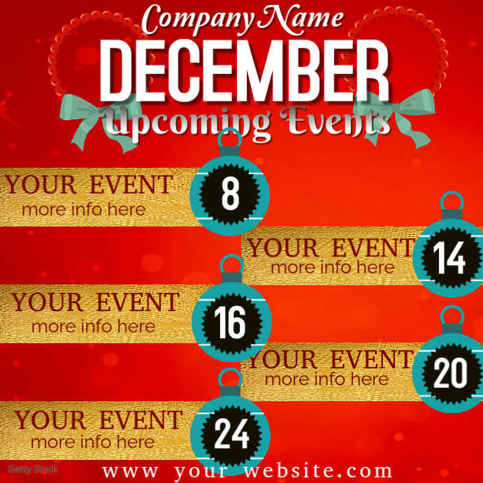 Red Maximalist December Upcoming Events Instagram Post Template ...