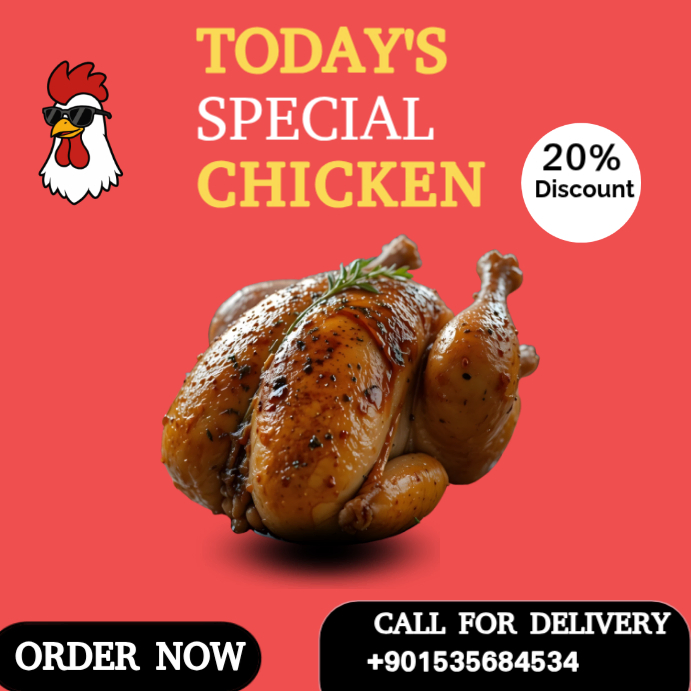 Red Maximalist Delicious Roasted Whole Chicken Take Out Flyer Instagram ...