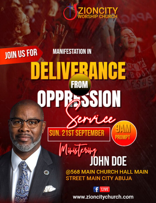 Red Maximalist Deliverance From Oppression Sunday Flyer (us Letter ...