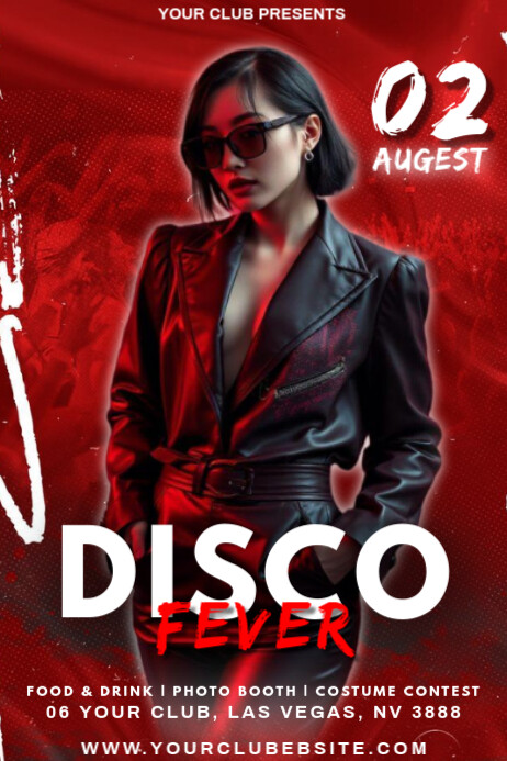 Red Maximalist Disco Fever Poster Template | PosterMyWall