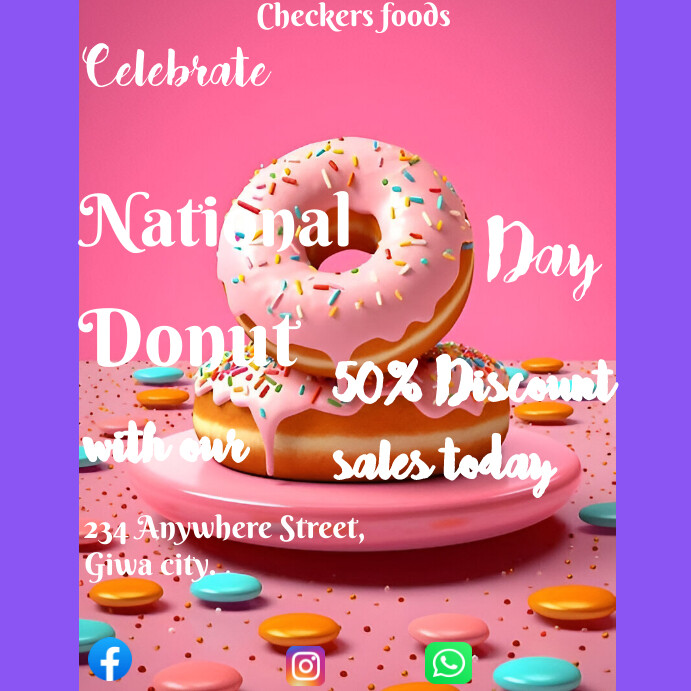 Red Maximalist Donut Sales Flyer Design Templ Template | PosterMyWall
