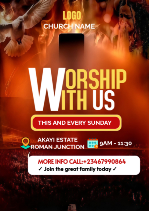 Red Maximalist Editable Church Flyer A6 Template | PosterMyWall
