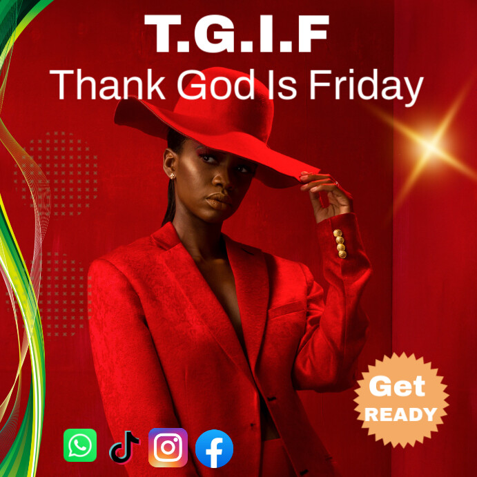 Red Maximalist Editable Tgif Template Instagram Post | PosterMyWall