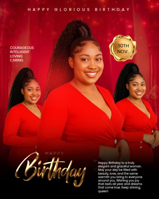 Copy of Red Maximalist Elegant Women's Birthday Editable Template ...
