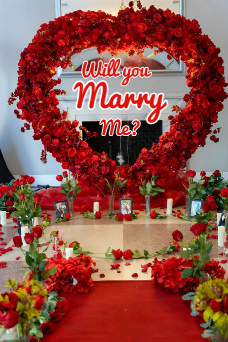 Red Maximalist Engagement And Wedding Proposal Poster Template ...