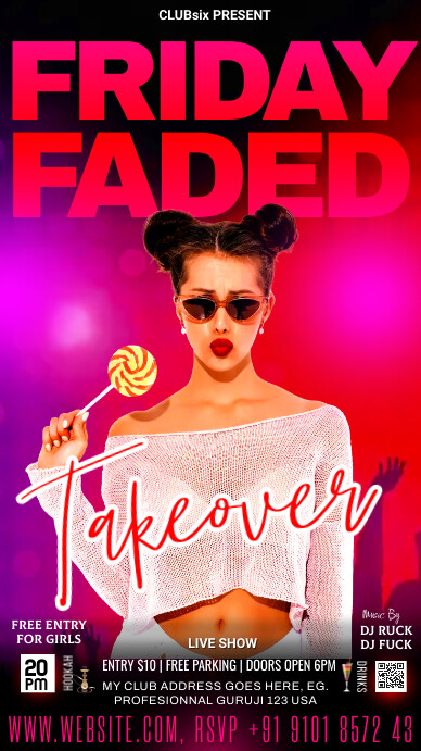 Red Maximalist Faded Friday Night Party Insta Template | PosterMyWall