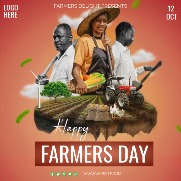 Red Maximalist Famers Day Instagram Post Template | PosterMyWall