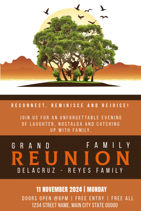 Red Maximalist Family Reunion Poster Template | PosterMyWall