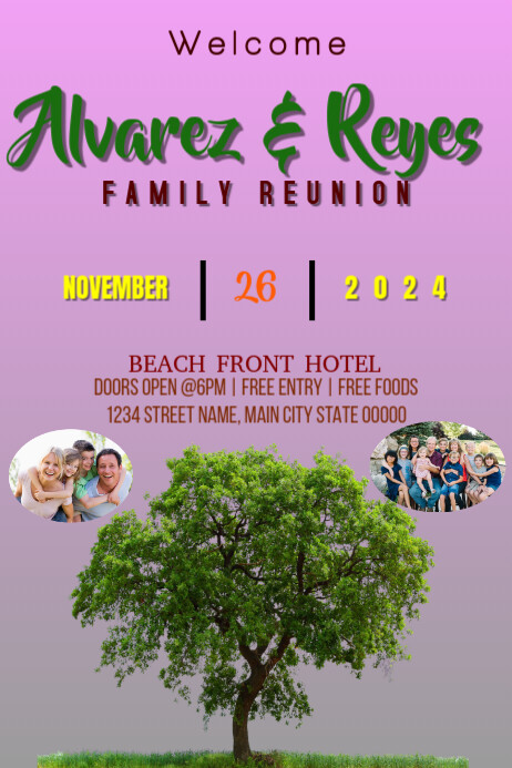 Red Maximalist Family Reunion Poster Template | PosterMyWall