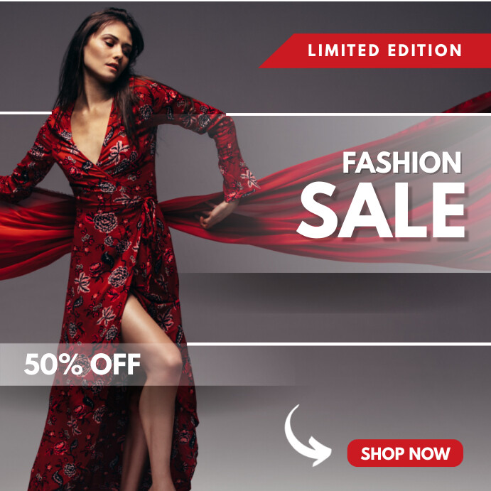 RED Maximalist Fashion Sale Instagram Post Template | PosterMyWall