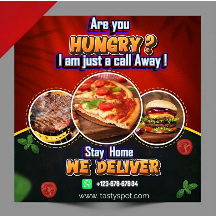 Red Maximalist Fast Food Promo Instagram Post Template | PosterMyWall