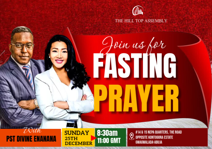 Plantilla de Red Maximalist Fasting And Prayer A4 | PosterMyWall