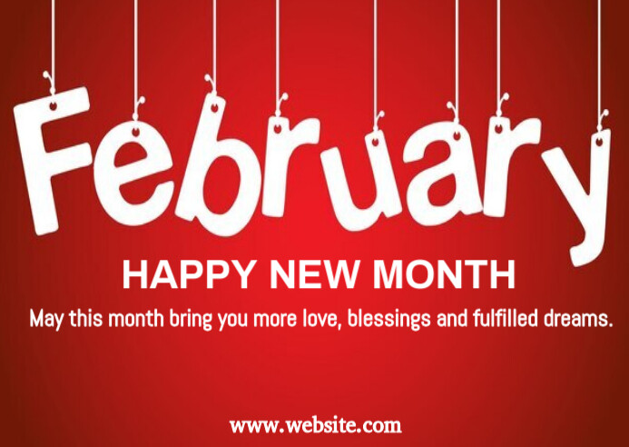 Copy of Red Maximalist February Happy New Month Wishes Template ...