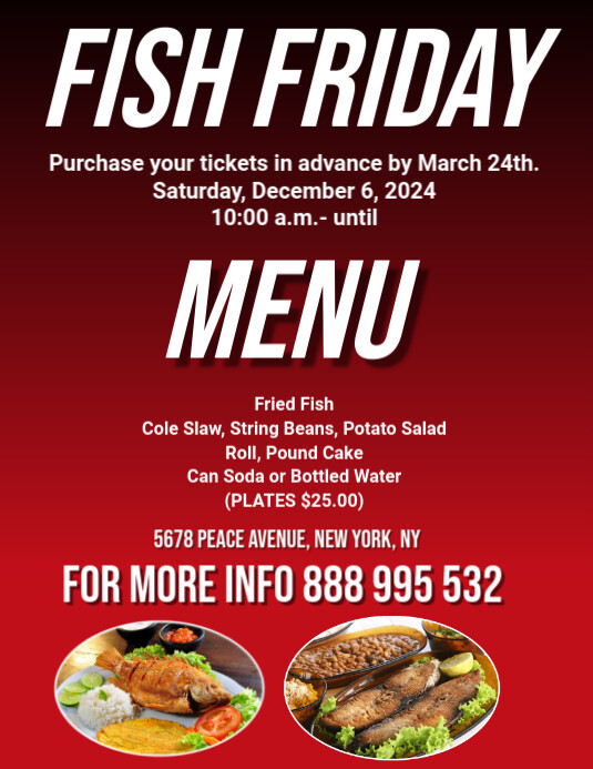 Red Maximalist Fish Friday Flyer (us Letter) Template | PosterMyWall